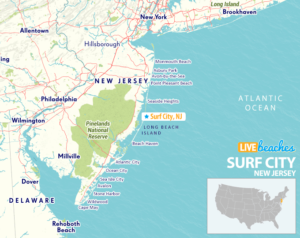 Map of Surf City, New Jersey - Live Beaches