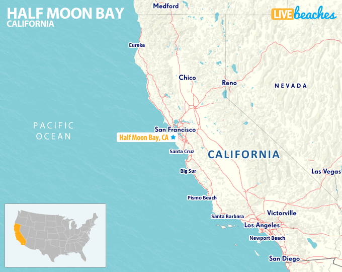 Map of Half Moon Bay, California - Live Beaches