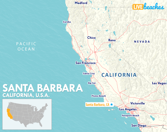 Map of Santa Barbara, California - Live Beaches