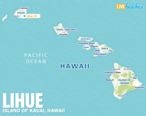 Map of Lihue, Hawaii - Live Beaches