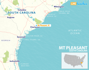 Map of Mt Pleasant, South Carolina - Live Beaches