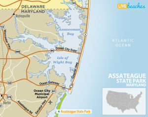 Map of Assateague State Park - Live Beaches