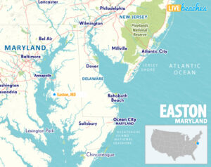 Map of Easton, Maryland - Live Beaches