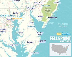 Map of Fells Point, Maryland - Live Beaches