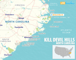 Map of Kill Devil Hills, North Carolina - Live Beaches