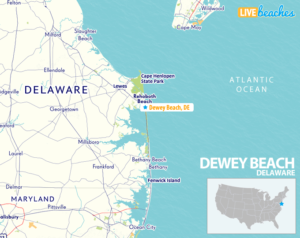Map of Dewey Beach, Delaware - Live Beaches