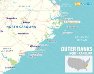 Map of Outer Banks, North Carolina - Live Beaches