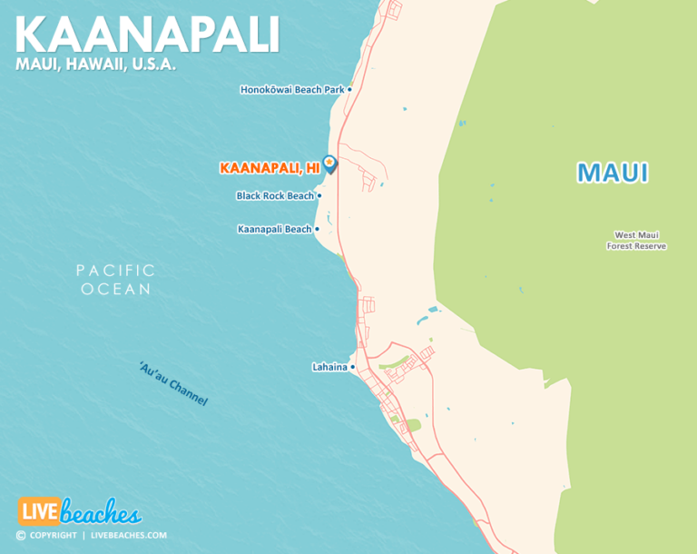 Map of Kaanapali Beach, Hawaii - Live Beaches