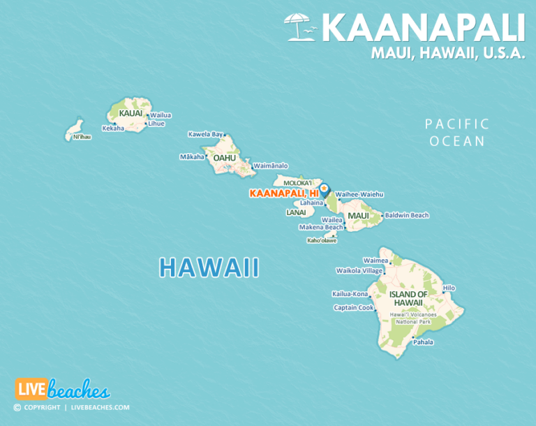 Map of Kaanapali Beach, Hawaii - Live Beaches