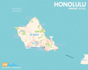 Map of Honolulu, Hawaii - Live Beaches