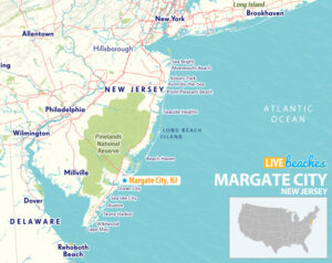 Map of Margate City, New Jersey - Live Beaches