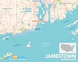 Map of Jamestown, Rhode Island - Live Beaches