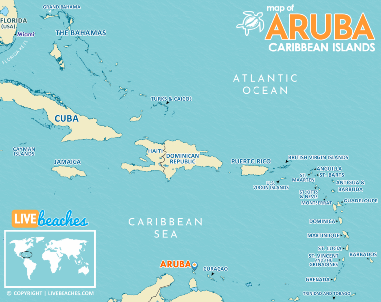 Map of Aruba - Live Beaches