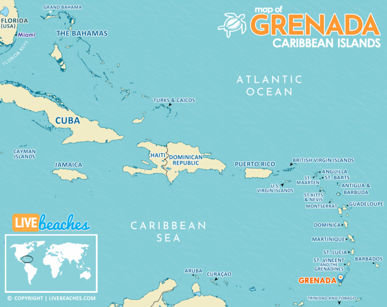 Map of Grenada - Live Beaches