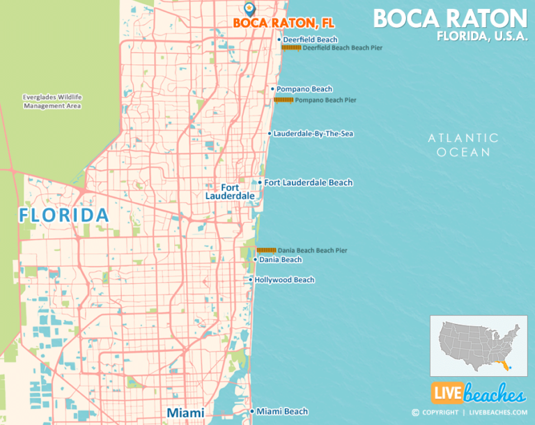Map of Boca Raton, Florida - Live Beaches