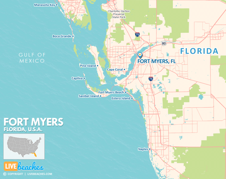 Map of Fort Myers, Florida - Live Beaches
