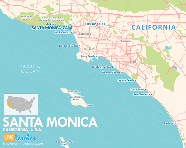 Map of Santa Monica, California - Live Beaches