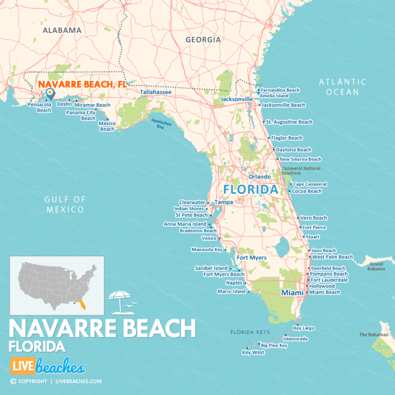 Map of Navarre Beach, Florida - Live Beaches