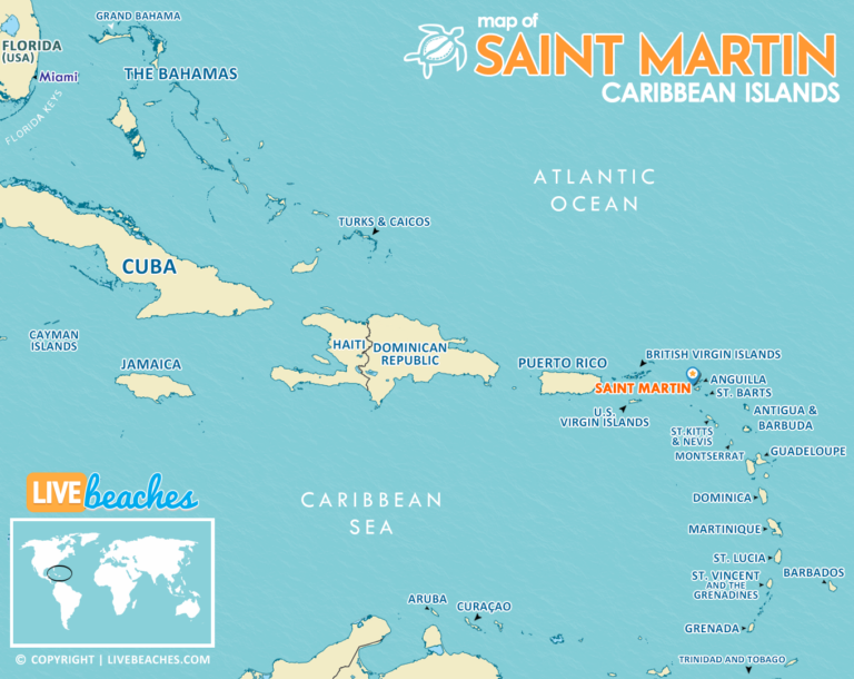 Map of Saint Martin - Live Beaches