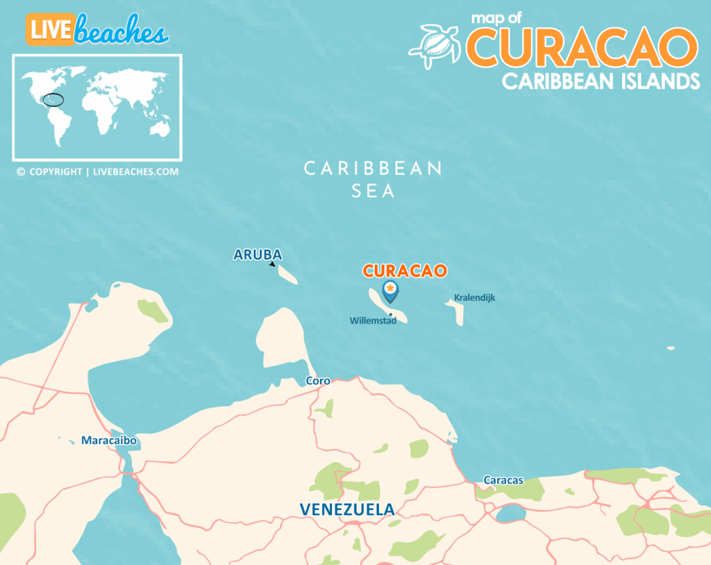 Map of Curacao - Live Beaches