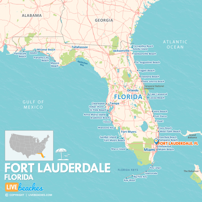 Map of Fort Lauderdale, Florida - Live Beaches