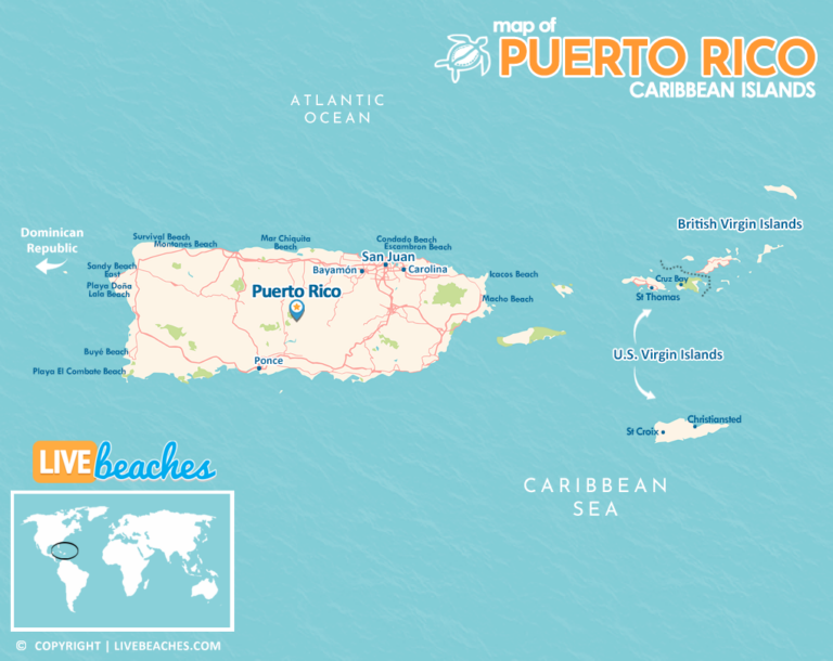 Map of Puerto Rico - Live Beaches
