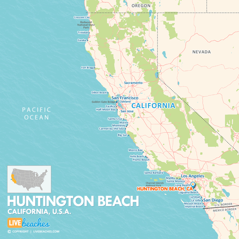 Map of Huntington Beach, California - Live Beaches