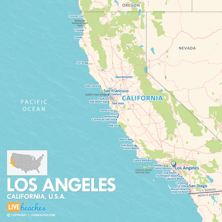 Map of Los Angeles, California - Live Beaches