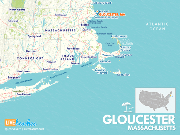 Map of Gloucester, Massachusetts - Live Beaches