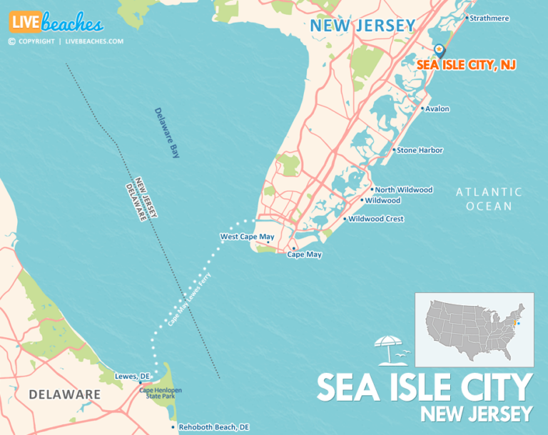 Map of Sea Isle City, New Jersey - Live Beaches