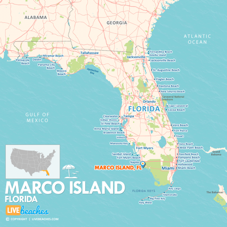 Map of Marco Island, Florida - Live Beaches
