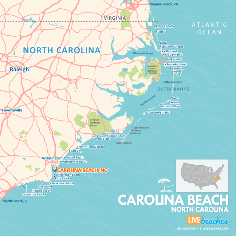 Map of Carolina Beach, North Carolina - Live Beaches