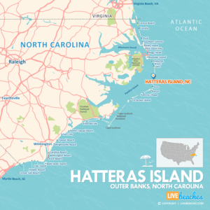 Map of Hatteras Island, North Carolina - Live Beaches