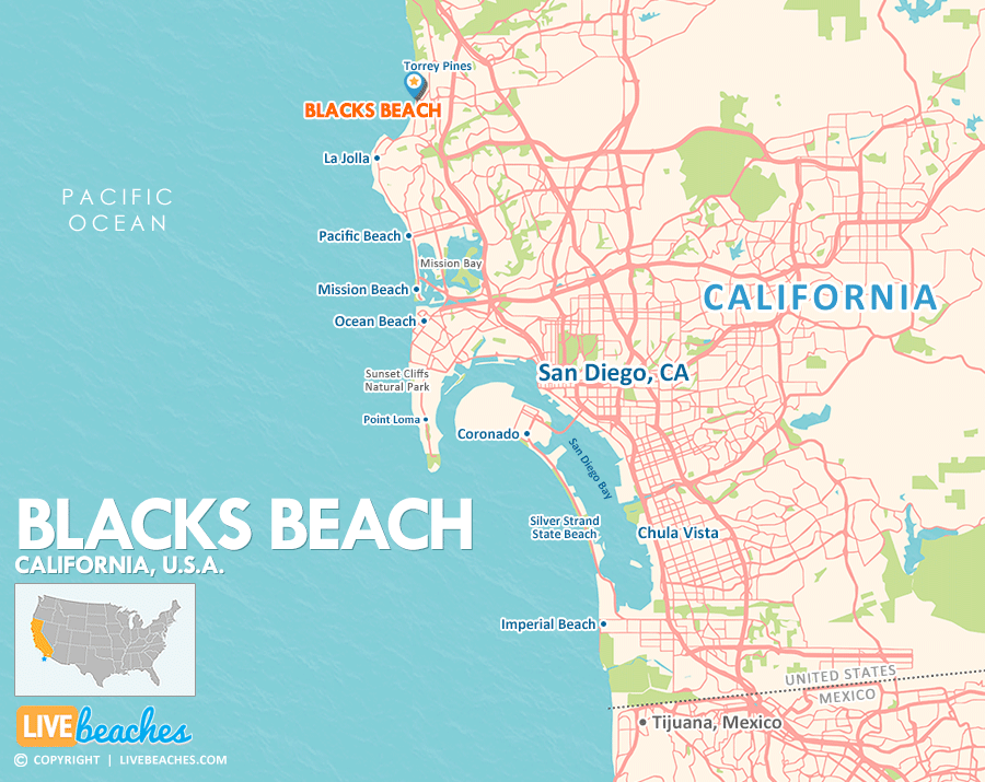 Map of Blacks Beach in San Diego | Where is Blacks Beach?